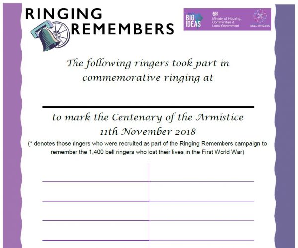 Ringing Remembers – Tower Certificates – CCCBR